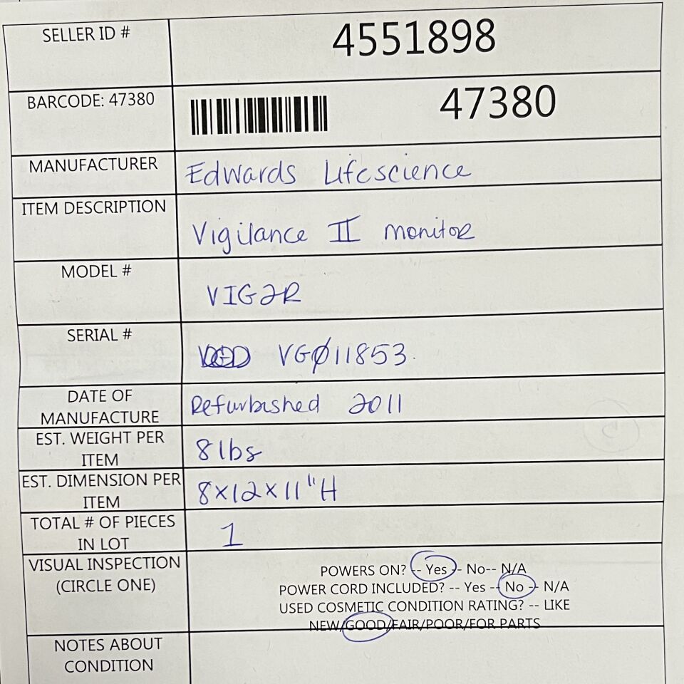 Vigilance II VIG2R Monitor Auction