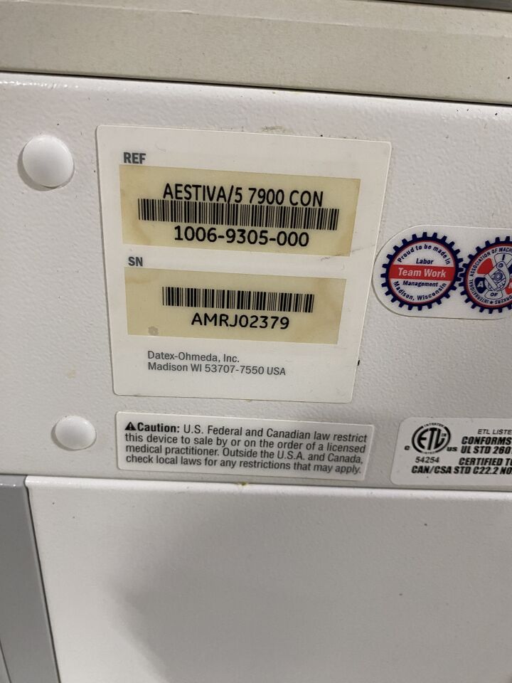 Aestiva 5 7900 Con Anesthesia Machine Auction