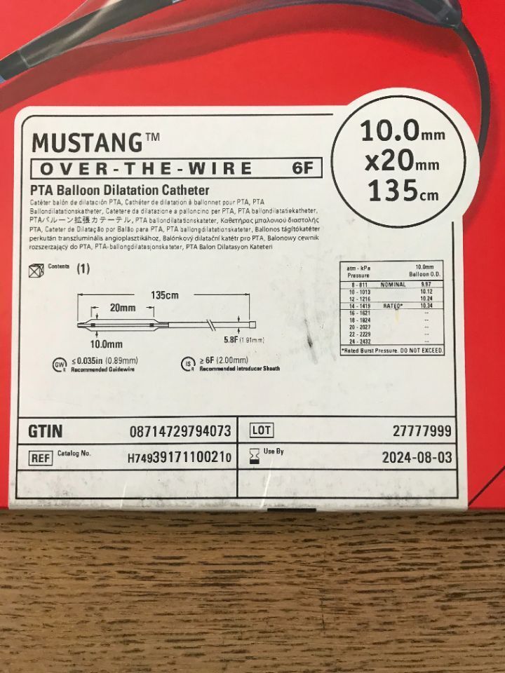 New Boston Scientific 3917110021 Mustang Otw Pta Balloon Dilatation
